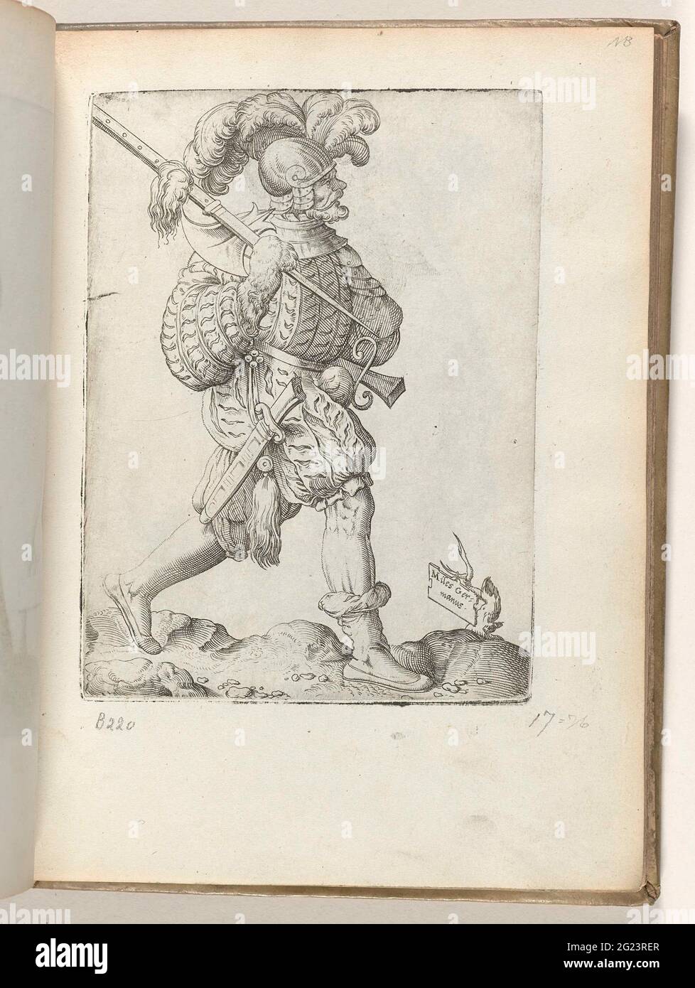 German soldier; Duitse soldaat, gekleed volgens the mode van ca. 1550 ...