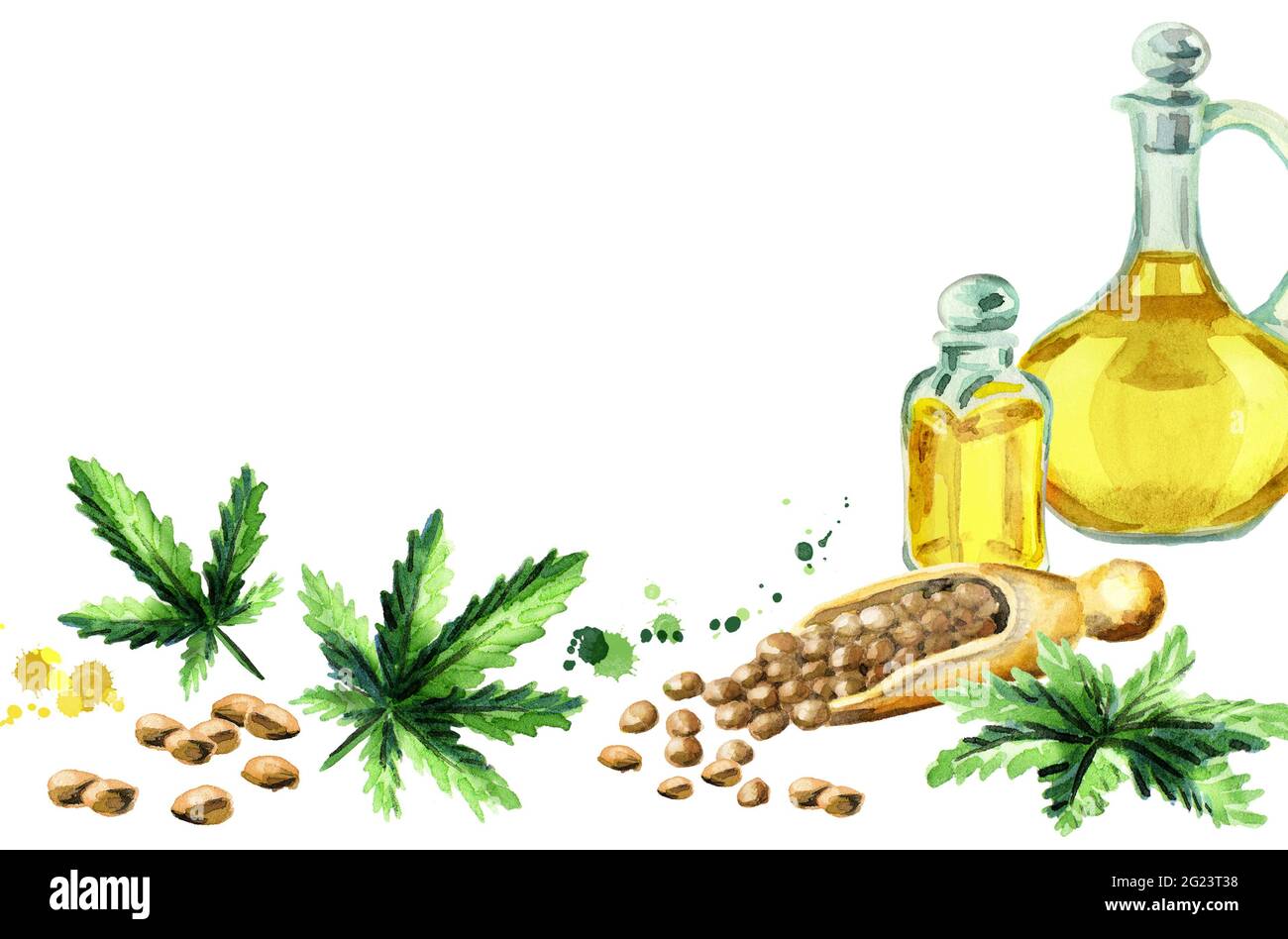 Hemp background card. Watercolor Stock Photo - Alamy