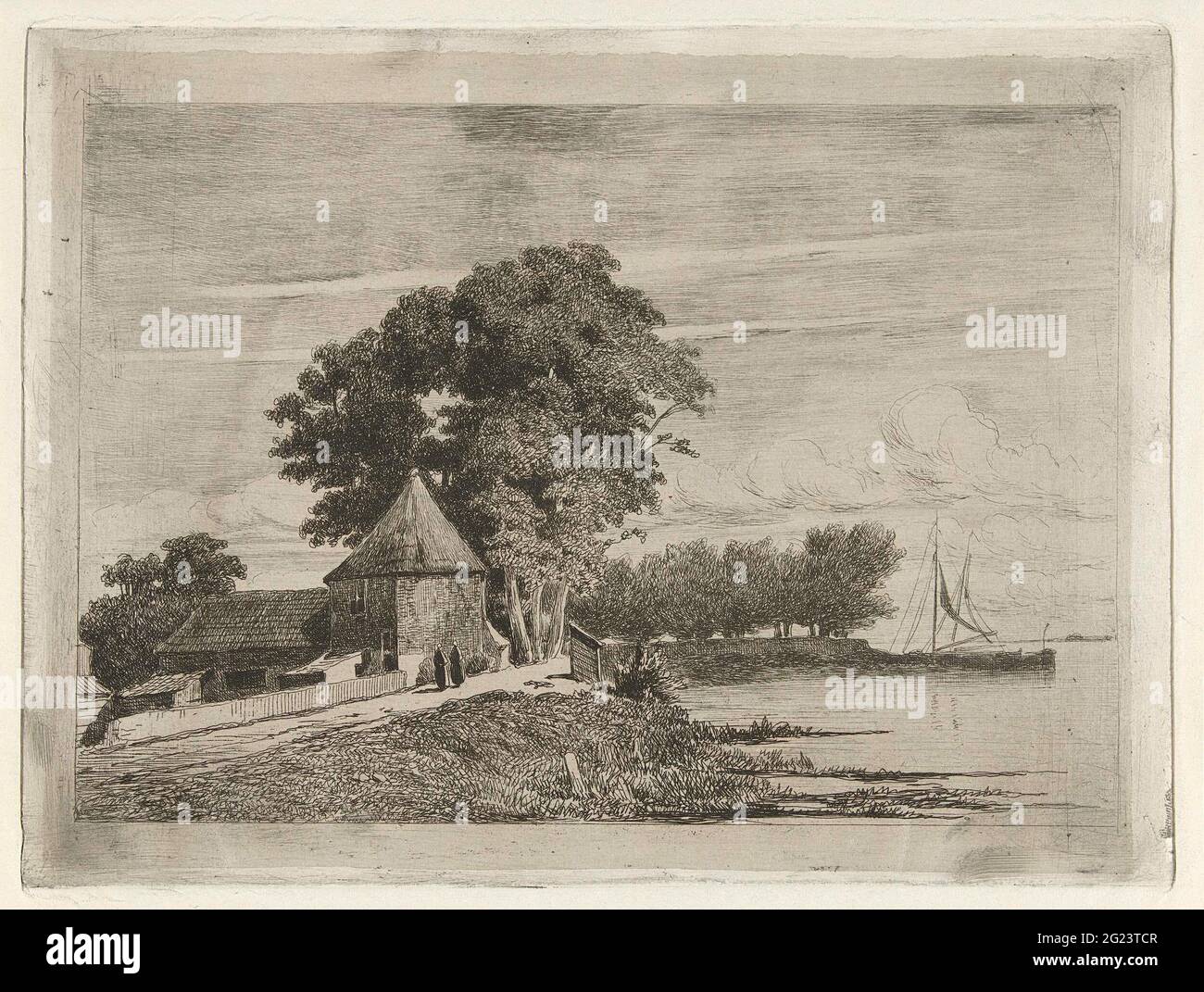 Farm on a river Stock Photo - Alamy