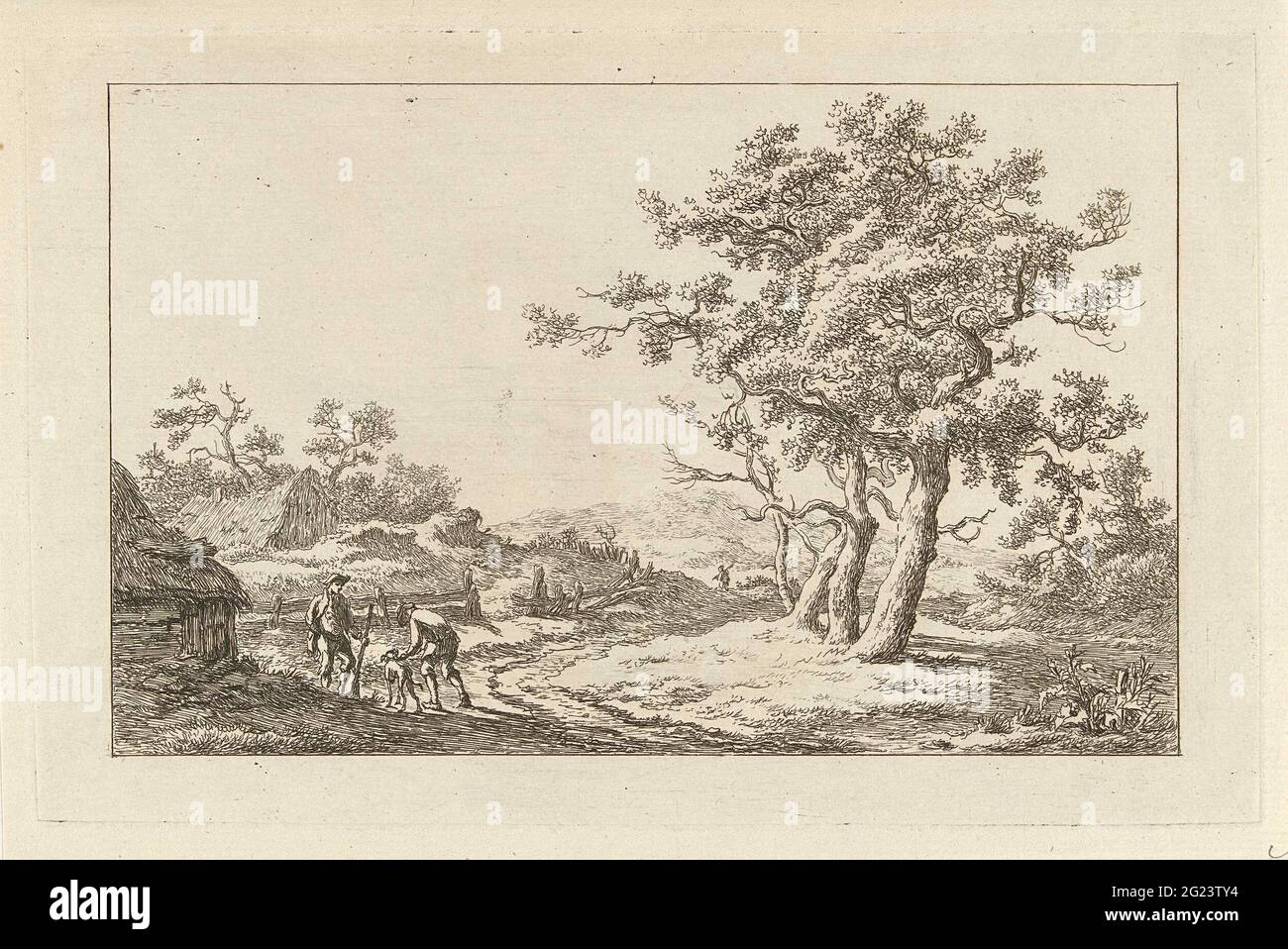 Hunters with a dog on a path; Landscapes (A-F Stock Photo - Alamy