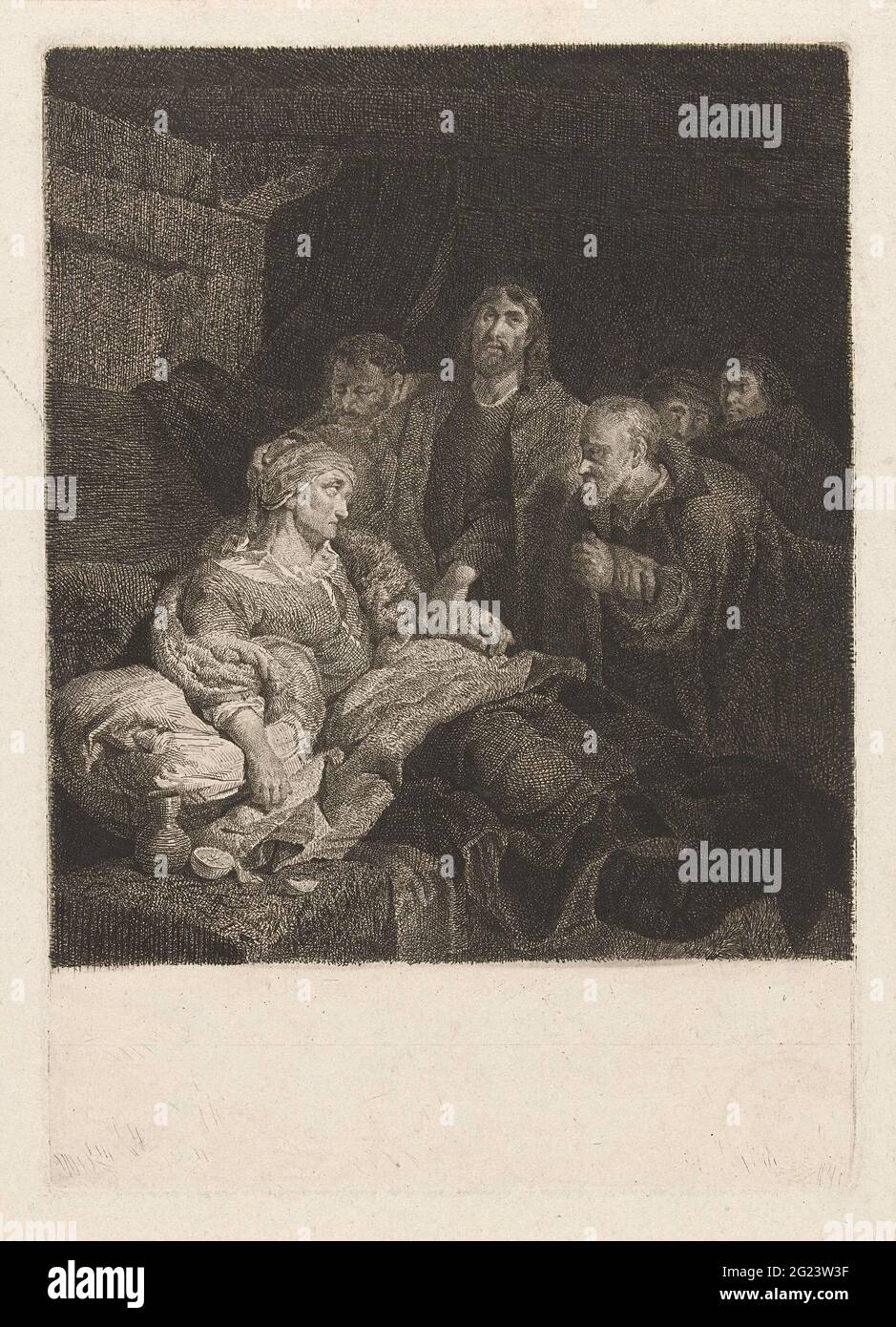 Christ heals Peter's mother-in-law. Christ is on the bed of the sick ...