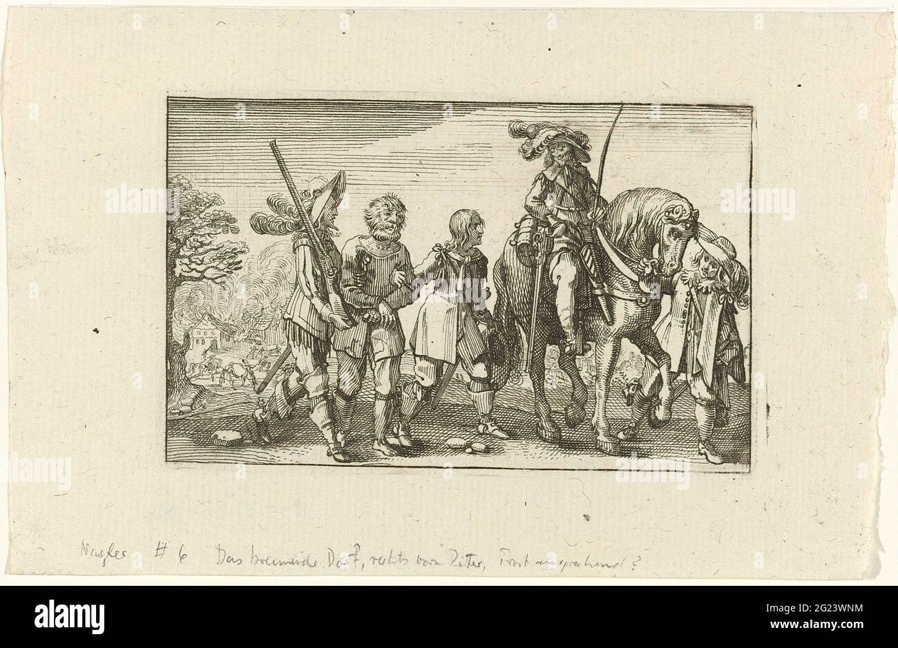 Farmer and soldiers; Thirty-year war. A farmers man is bound by a group ...