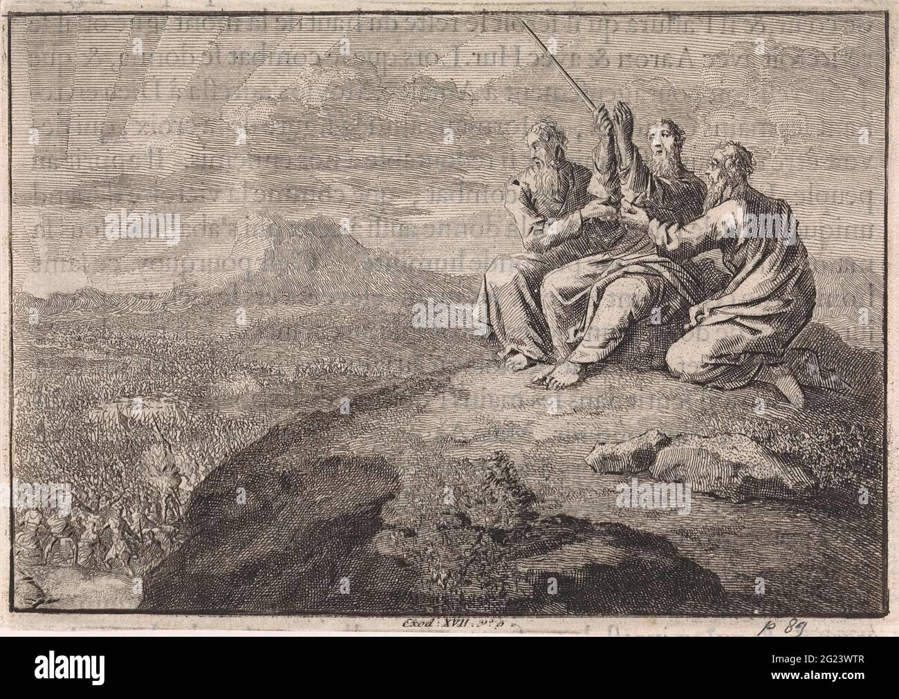 Aaron and Chur Stutten Moses' hands during the fight of the people of ...