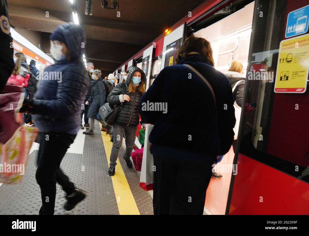 Milan, Cadorna station and interior of the red line subway cars (Milan ...