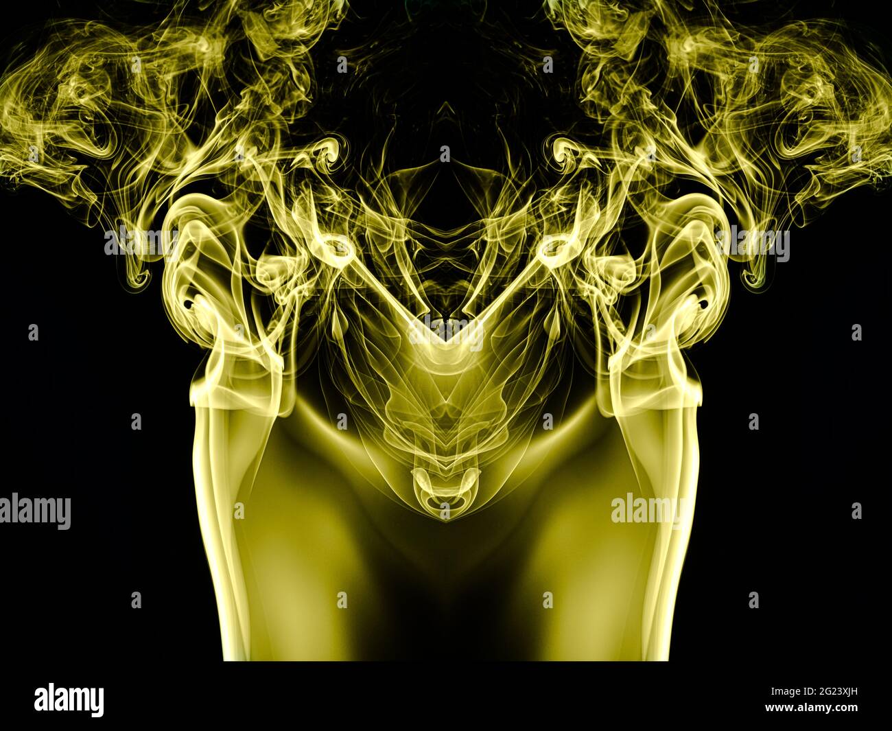 Gold smoke on a black background Stock Photo - Alamy