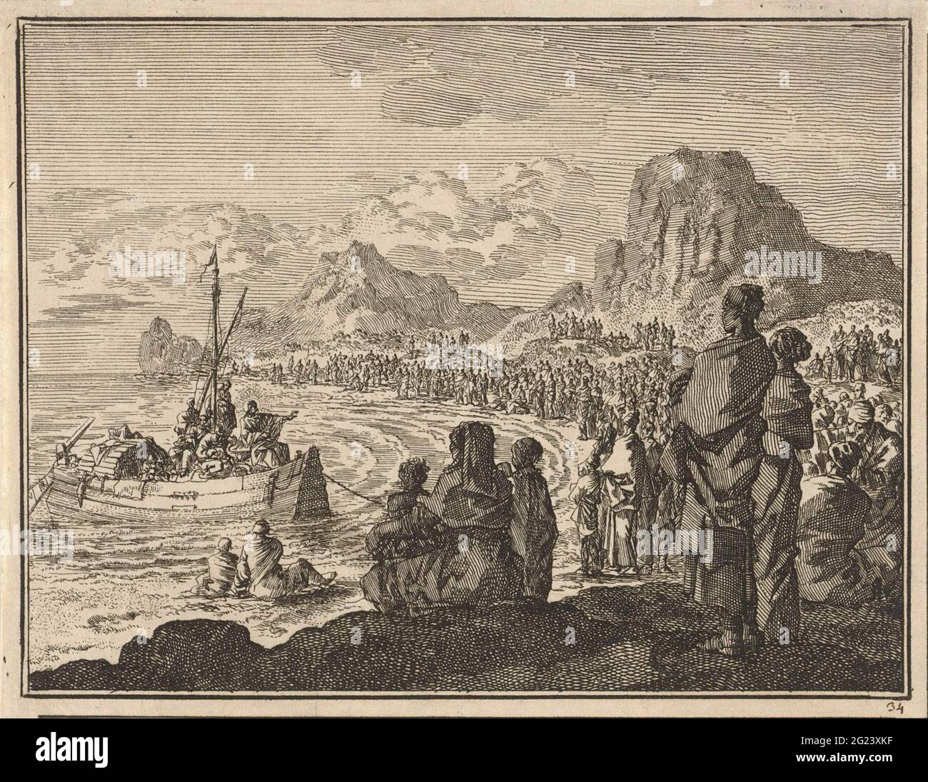 Christ preaching from a boat Stock Photo - Alamy