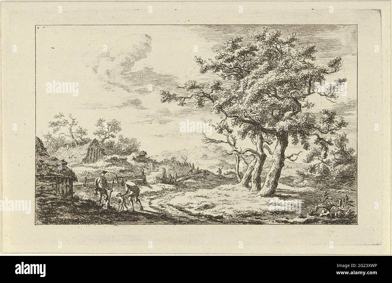 Hunters with a dog on a path; Landscapes (A-F Stock Photo - Alamy