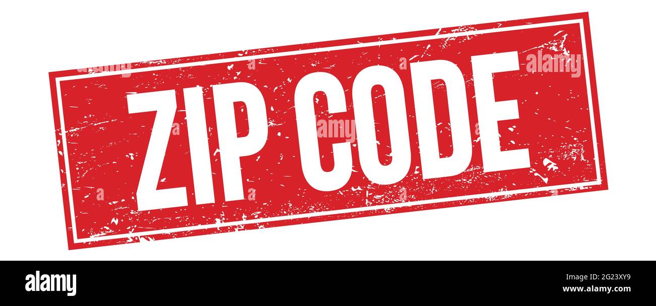 ZIP CODE text on red grungy rectangle stamp sign Stock Photo - Alamy
