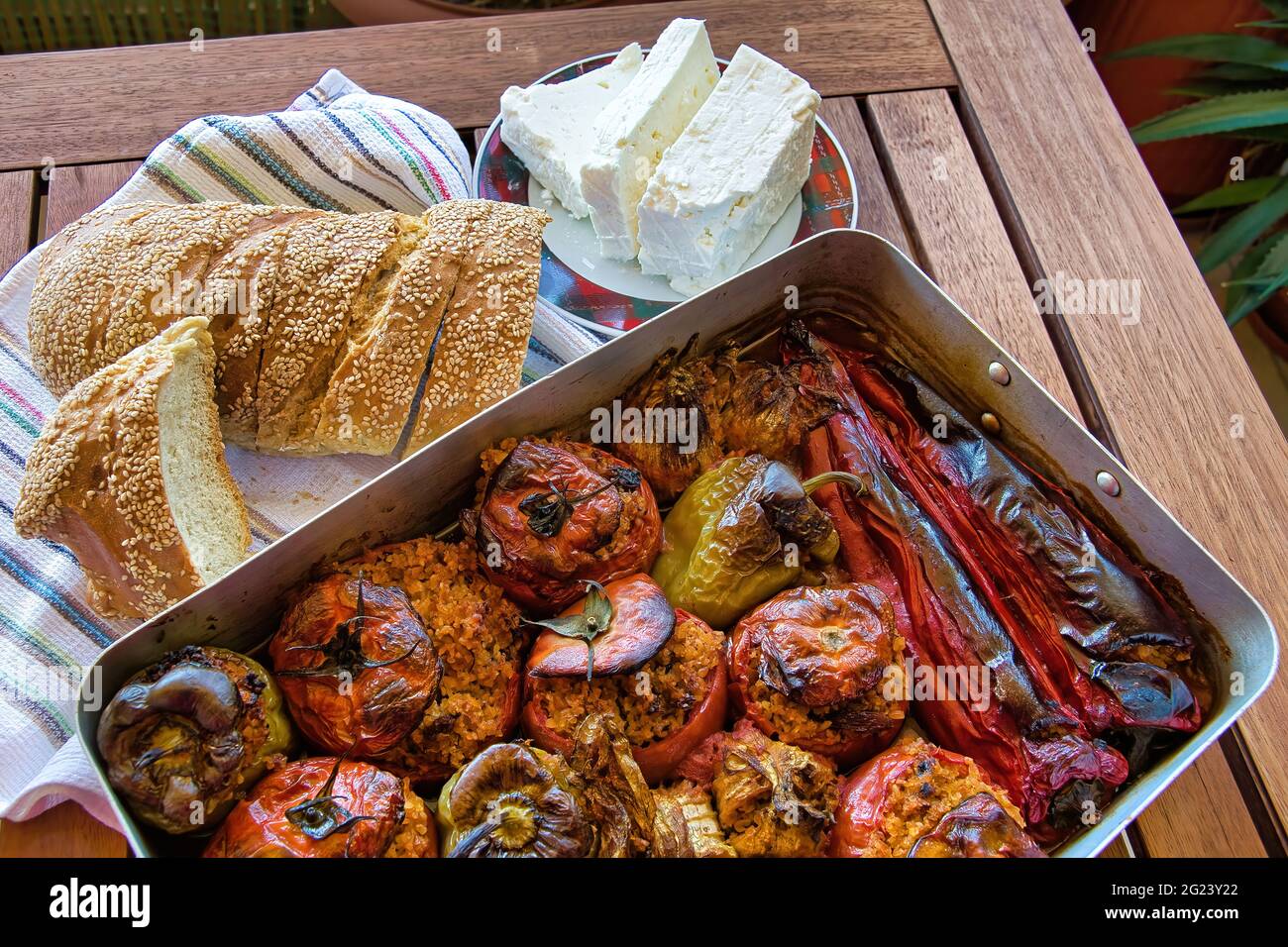 Traditional greek stuffed vegetables gemista Stock Photo - Alamy