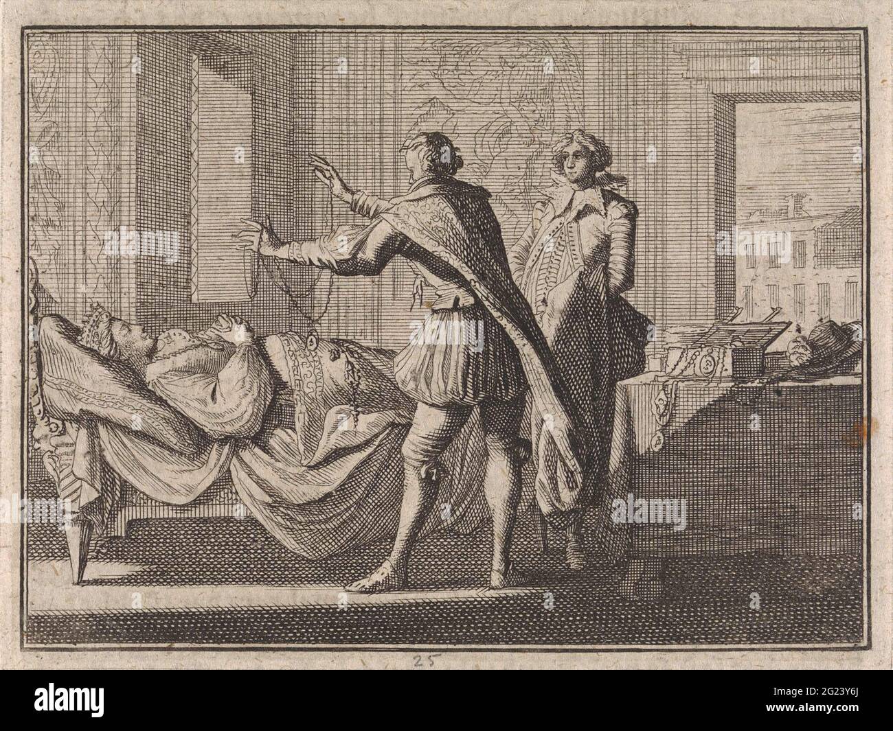 Charles the Great, enchanted by a miracle ring, decorates the corpse of ...