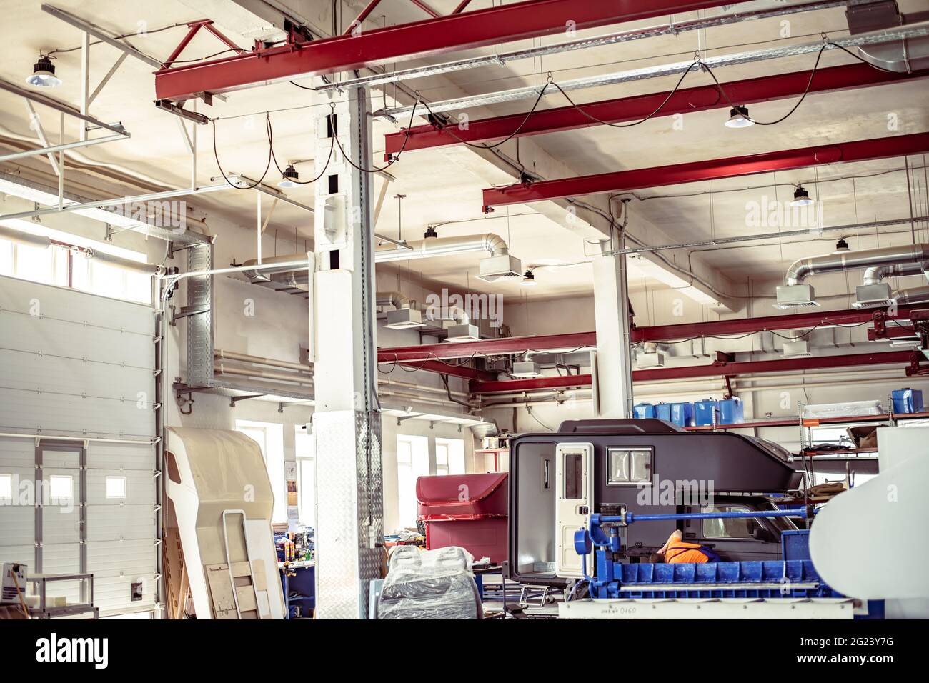 The territory of the factory or plant of industrial conveyor production ...