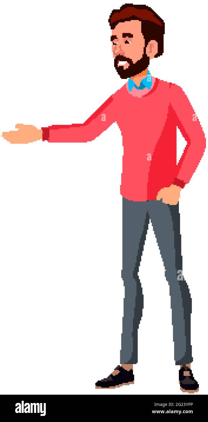 man guide showing monument in historical city part cartoon vector Stock ...