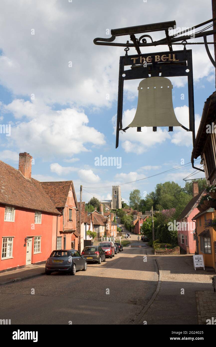 The Bell Inn Sign The Street Kersey Suffolk Stock Photo - Alamy