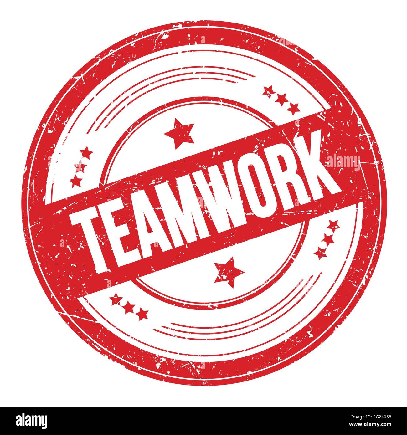 TEAMWORK text on red round grungy texture stamp Stock Photo - Alamy