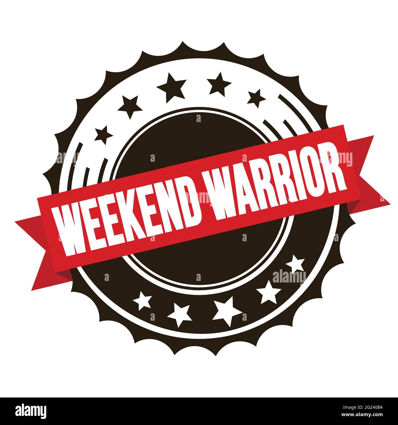 WEEKEND WARRIOR text on red brown ribbon badge stamp Stock Photo - Alamy