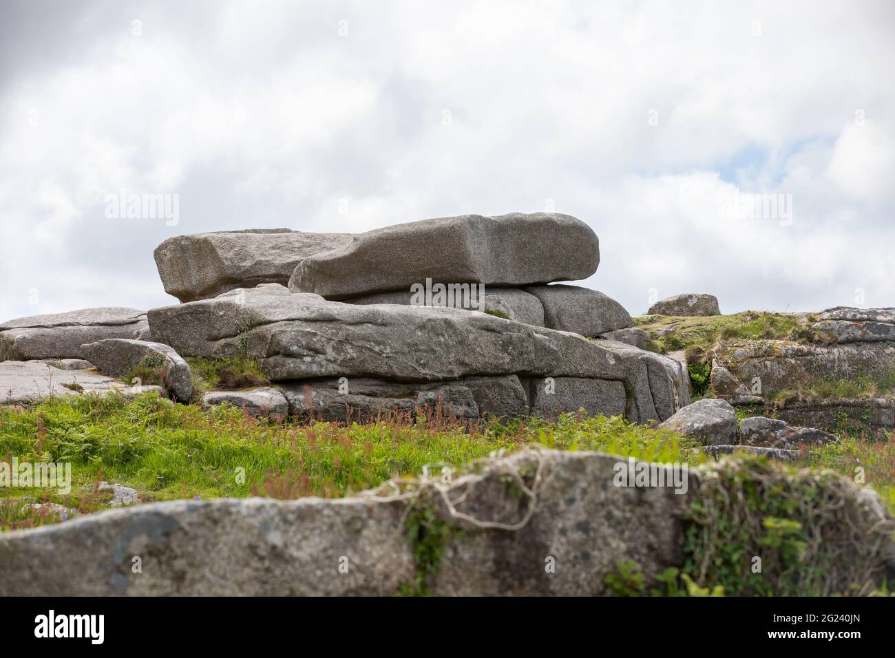 Neolithic boulders on the top of Carn Brea in Cornwall,UK Stock Photo ...
