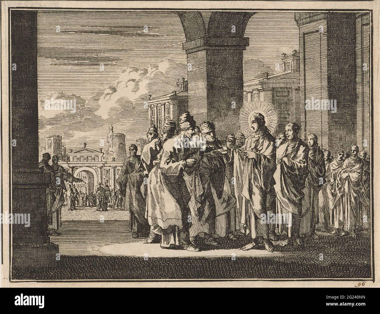 Christ in debate with Pharisees Stock Photo - Alamy