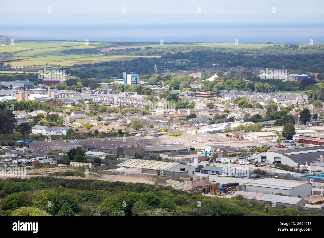 A spectacular view from the top of Carn Brea, Cornwall,UK Stock Photo ...