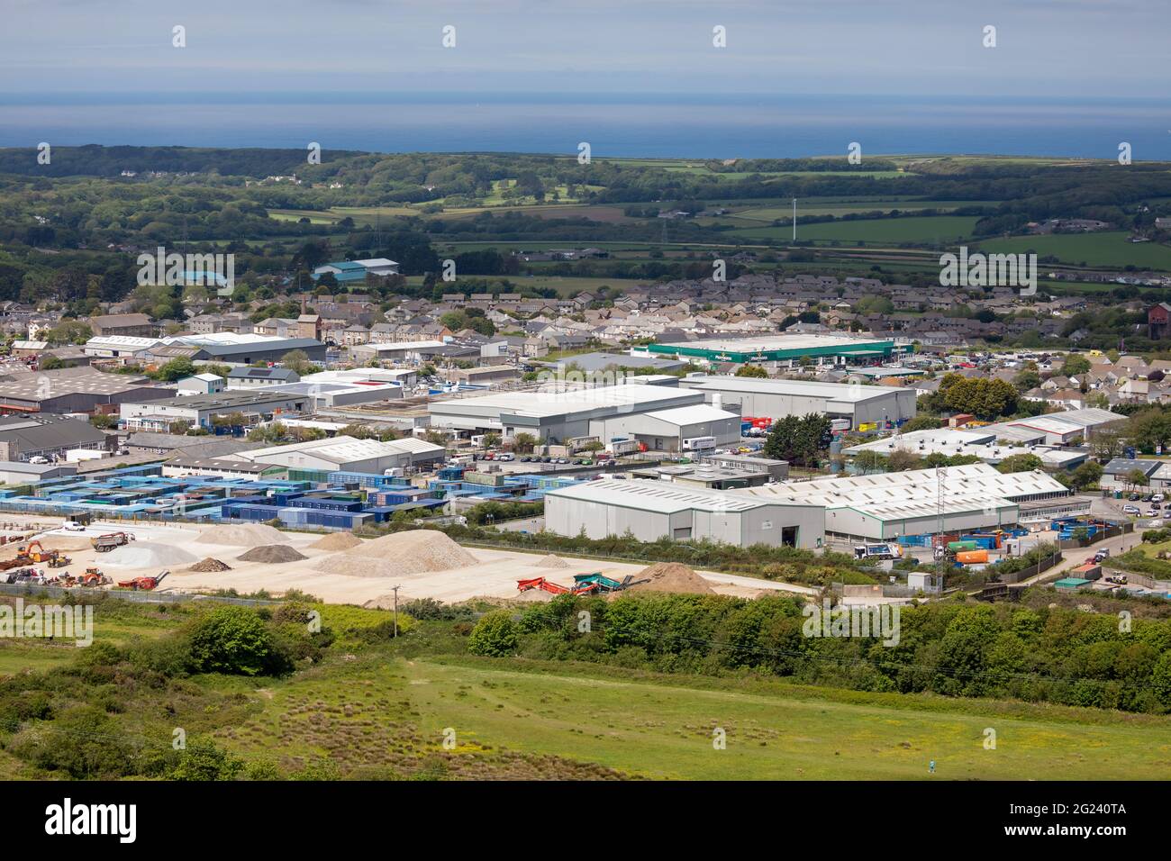 A spectacular view from the top of Carn Brea, Cornwall,UK Stock Photo ...