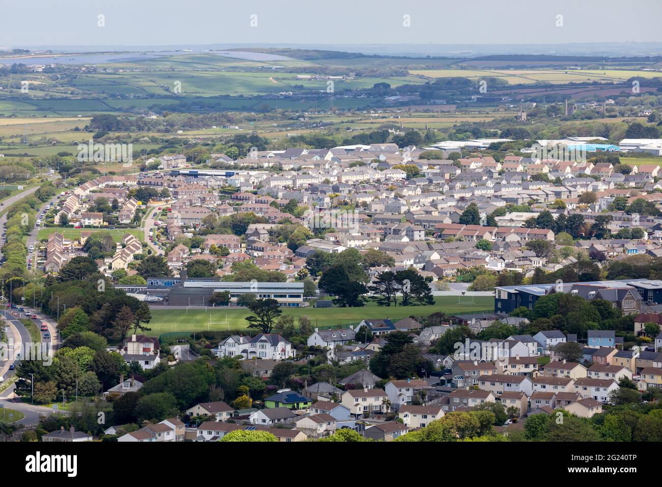 A spectacular view from the top of Carn Brea, Cornwall,UK Stock Photo ...