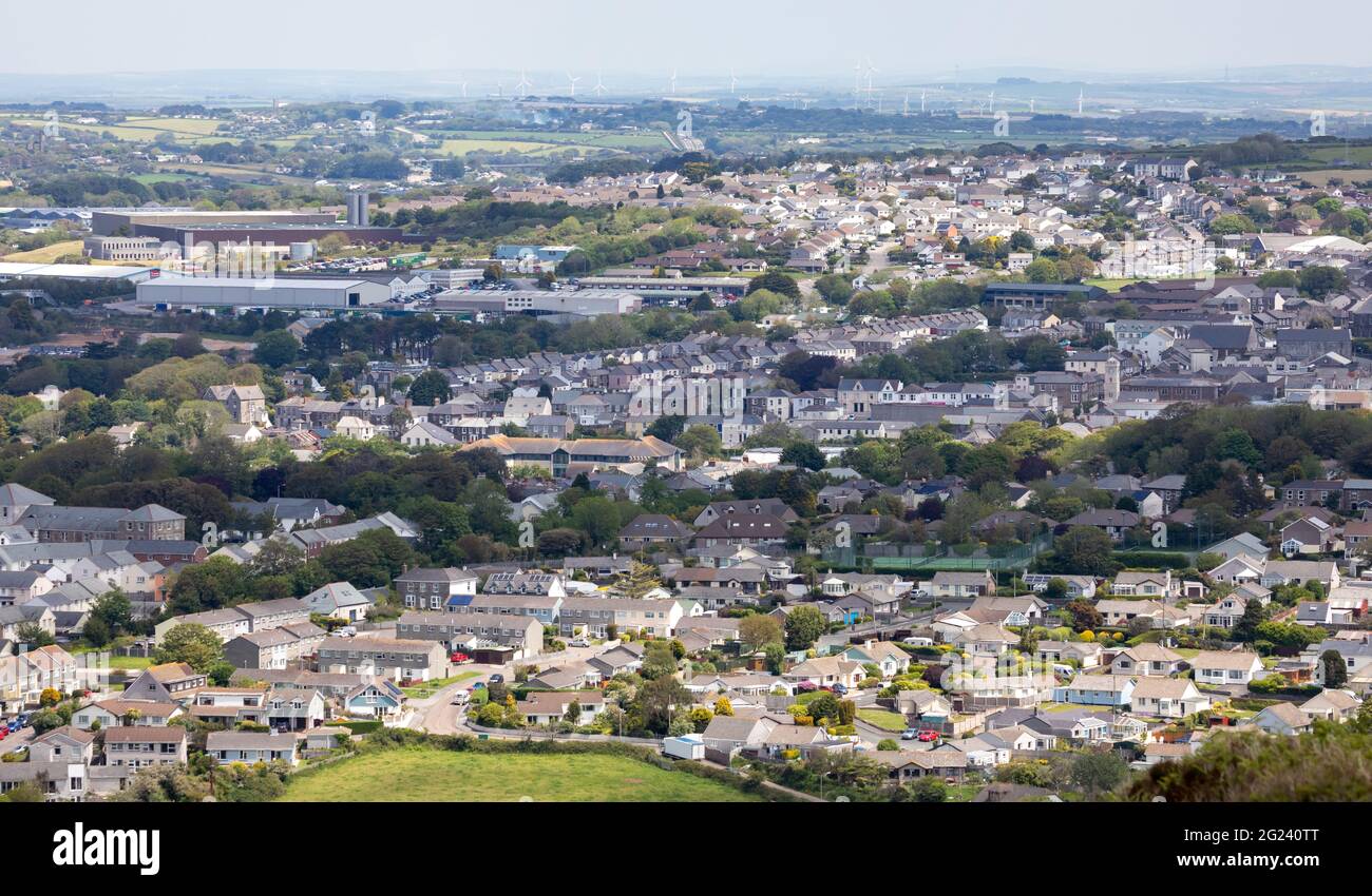 A spectacular view from the top of Carn Brea, Cornwall,UK Stock Photo ...