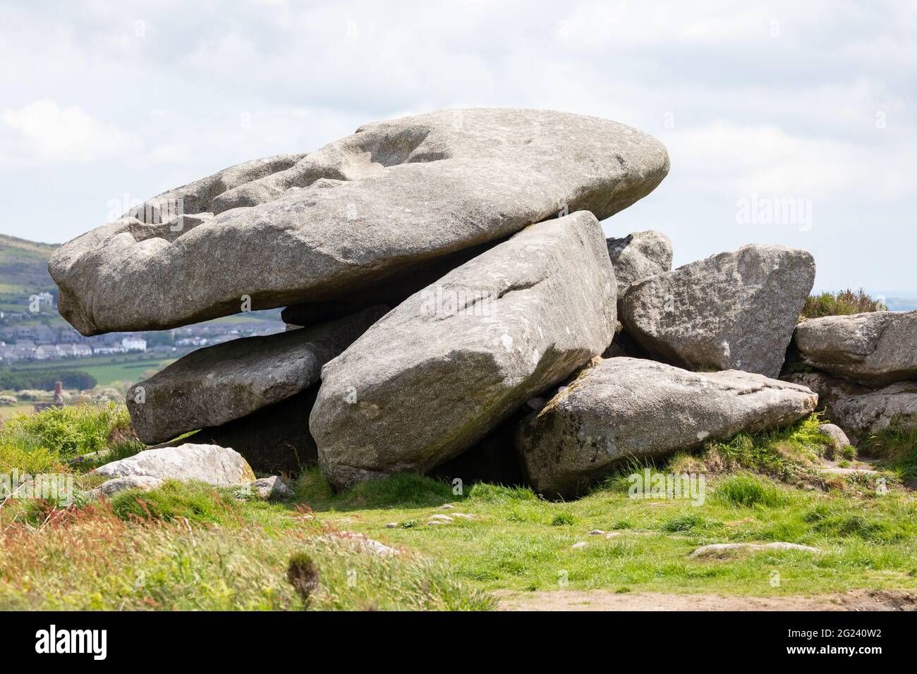 Neolithic boulders on the top of Carn Brea in Cornwall,UK Stock Photo ...