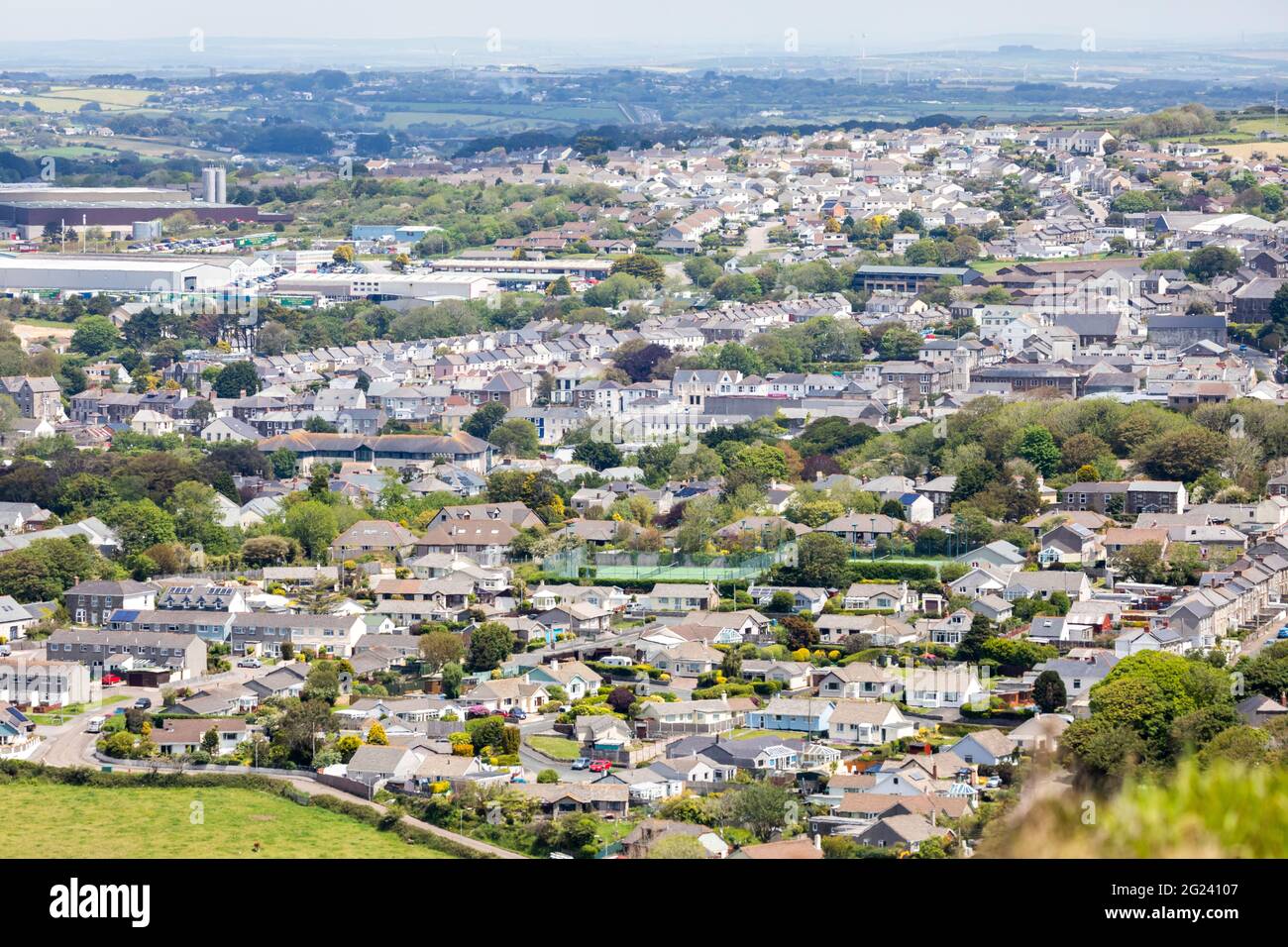 A spectacular view from the top of Carn Brea, Cornwall,UK Stock Photo ...