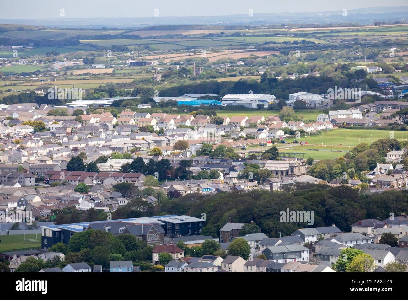 A spectacular view from the top of Carn Brea, Cornwall,UK Stock Photo ...
