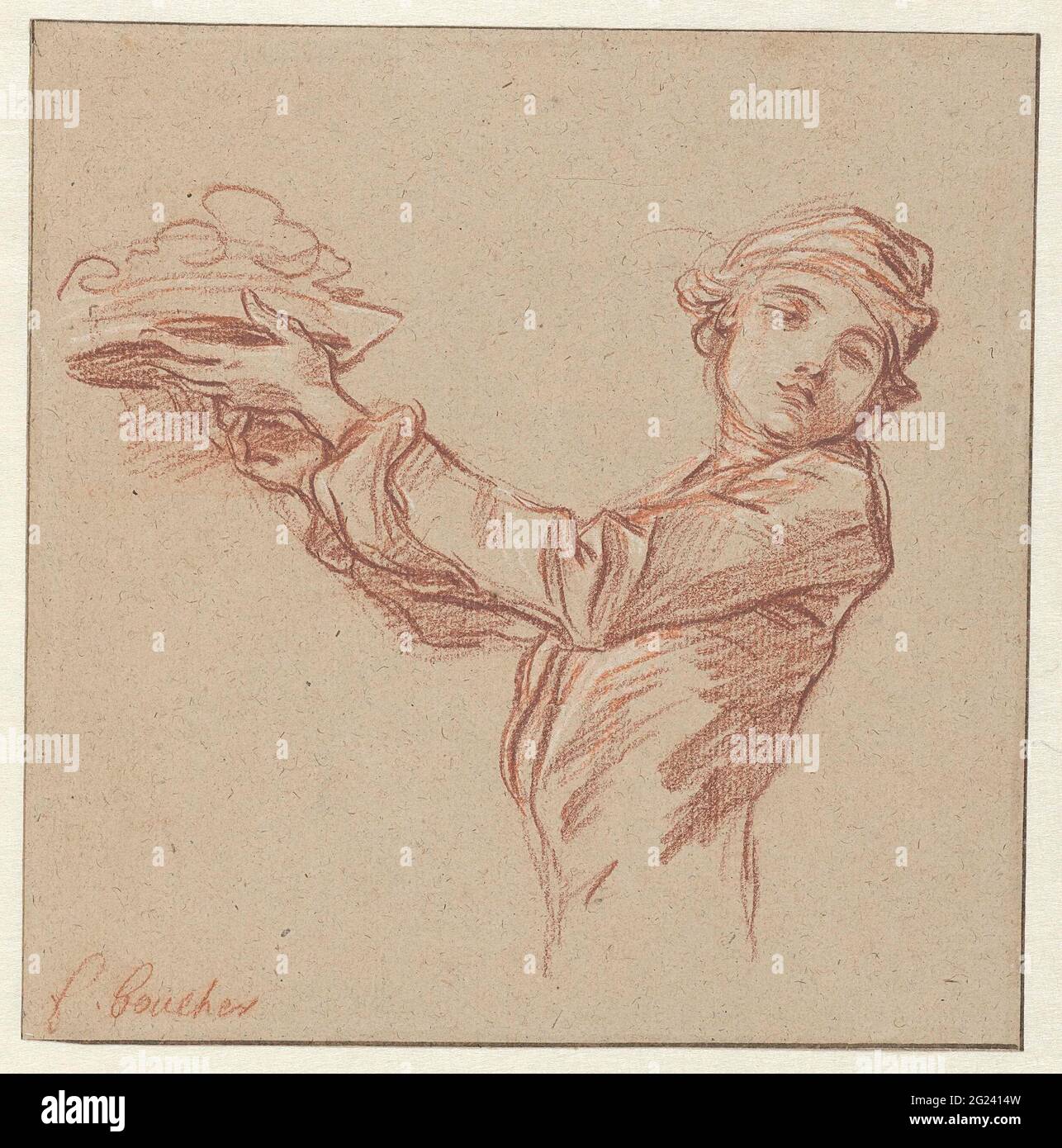 Young Servant Holding a Dish. The graceful and dynamic pose of this ...