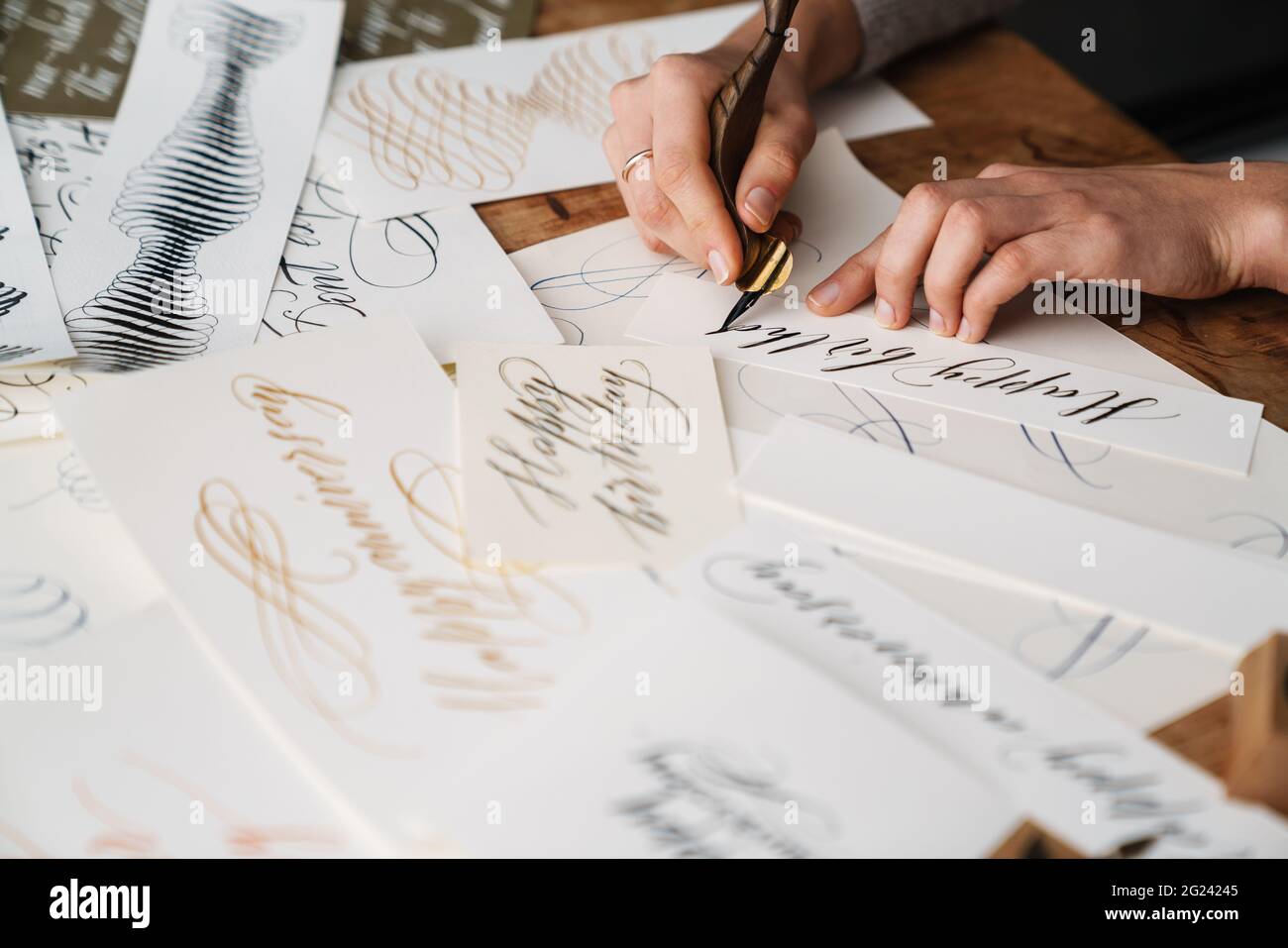 Girl writing table pen ink hi-res stock photography and images - Alamy