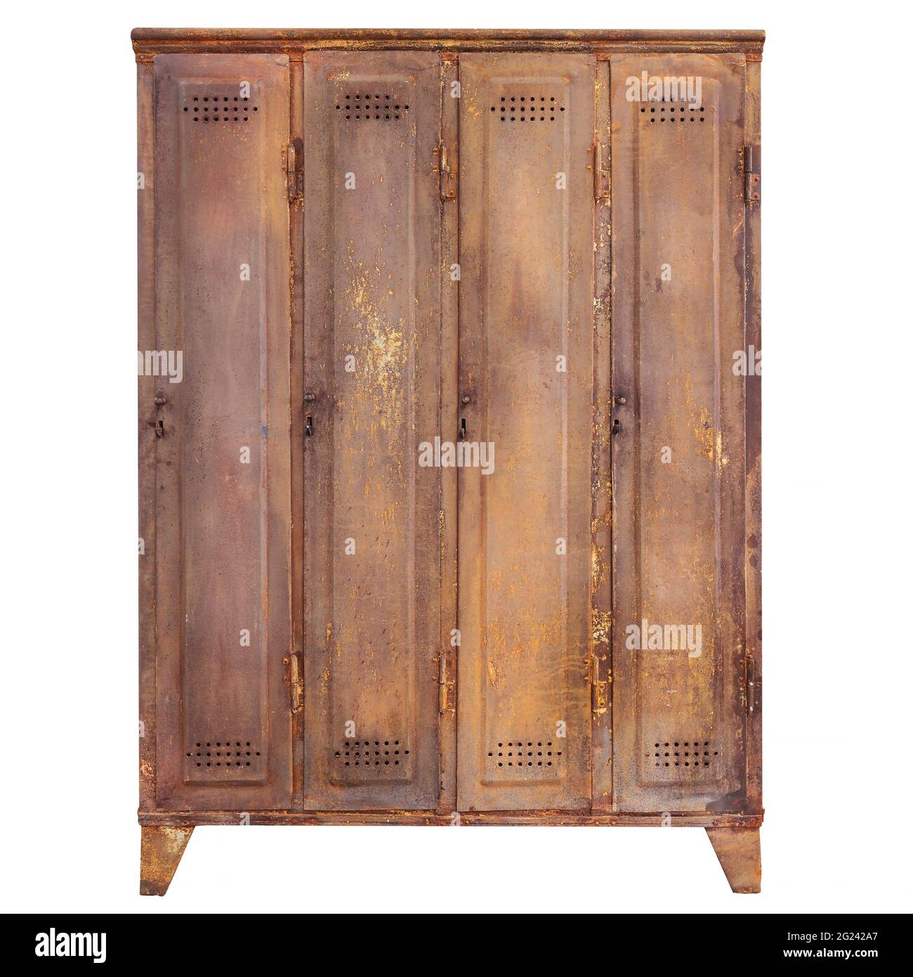 Vintage rusted locker isolated on a white background Stock Photo - Alamy