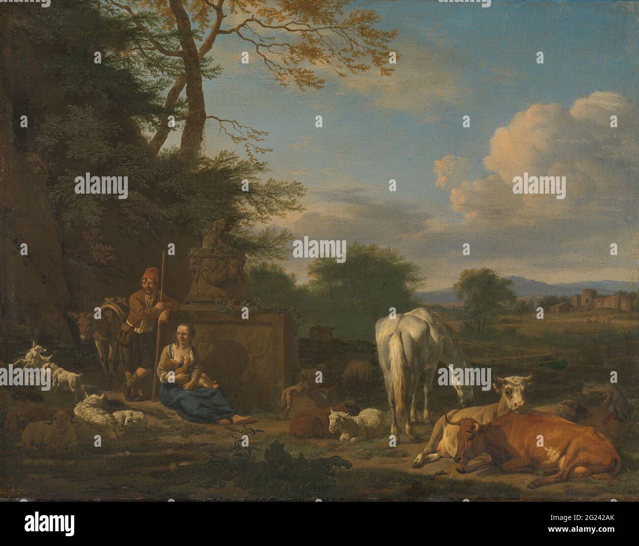 Arcadian Landscape With Resting Shepherds And Animals. Arcadian ...
