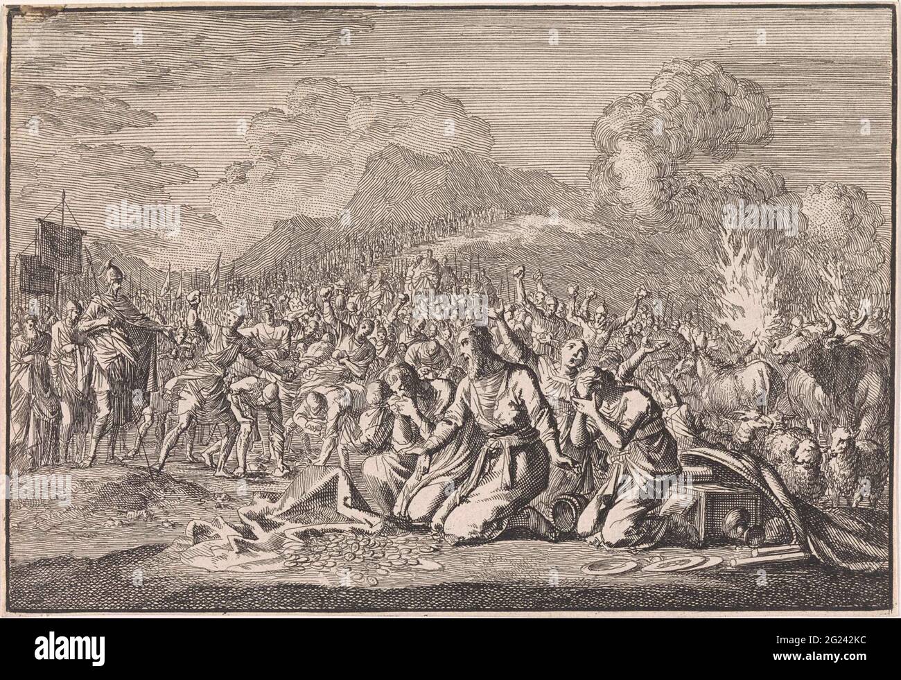 Stoning of Achan and his family Stock Photo - Alamy