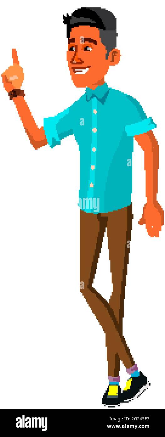 hispanic man has idea of place to spend holiday cartoon vector Stock ...