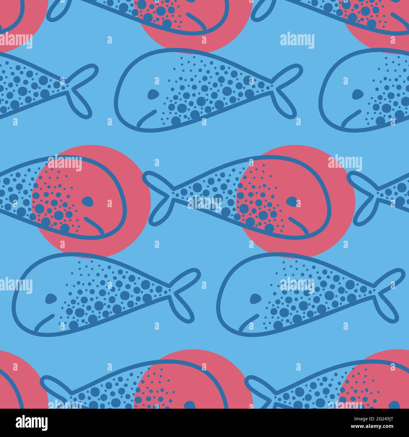 Fantastic fish with speckles, blue yellow red color, seamless pattern ...