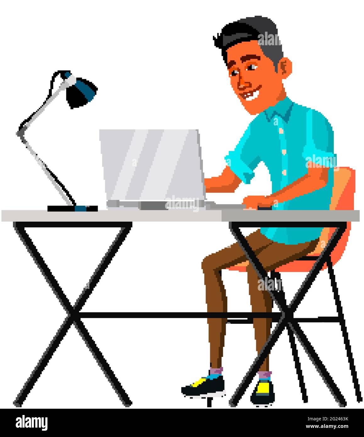 playful young man playing in computer game cartoon vector Stock Vector ...