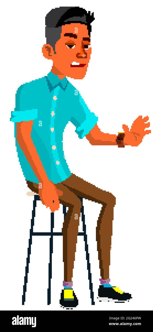 bored young man refusing drink alcohol in bar cartoon vector Stock ...