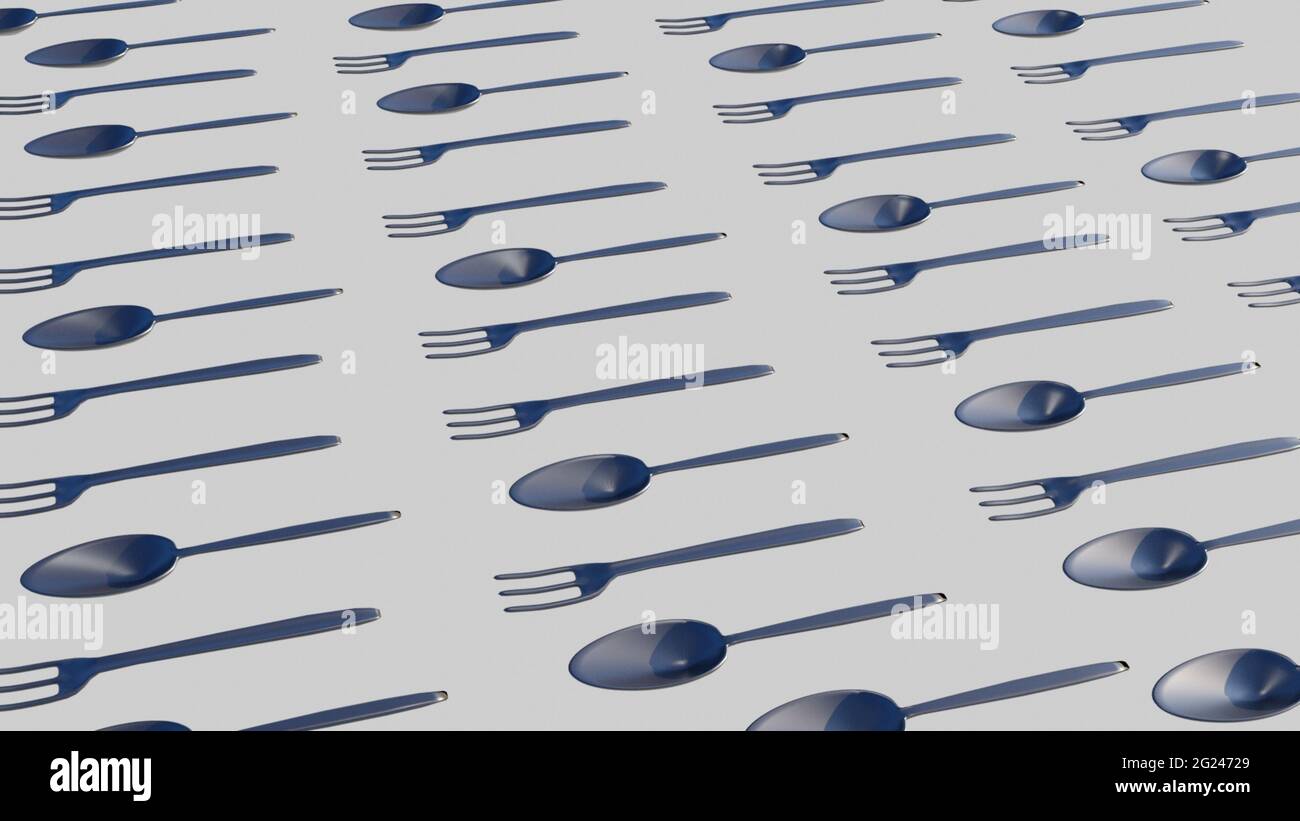 Abstract illustration of forks and spoons in a white background Stock ...