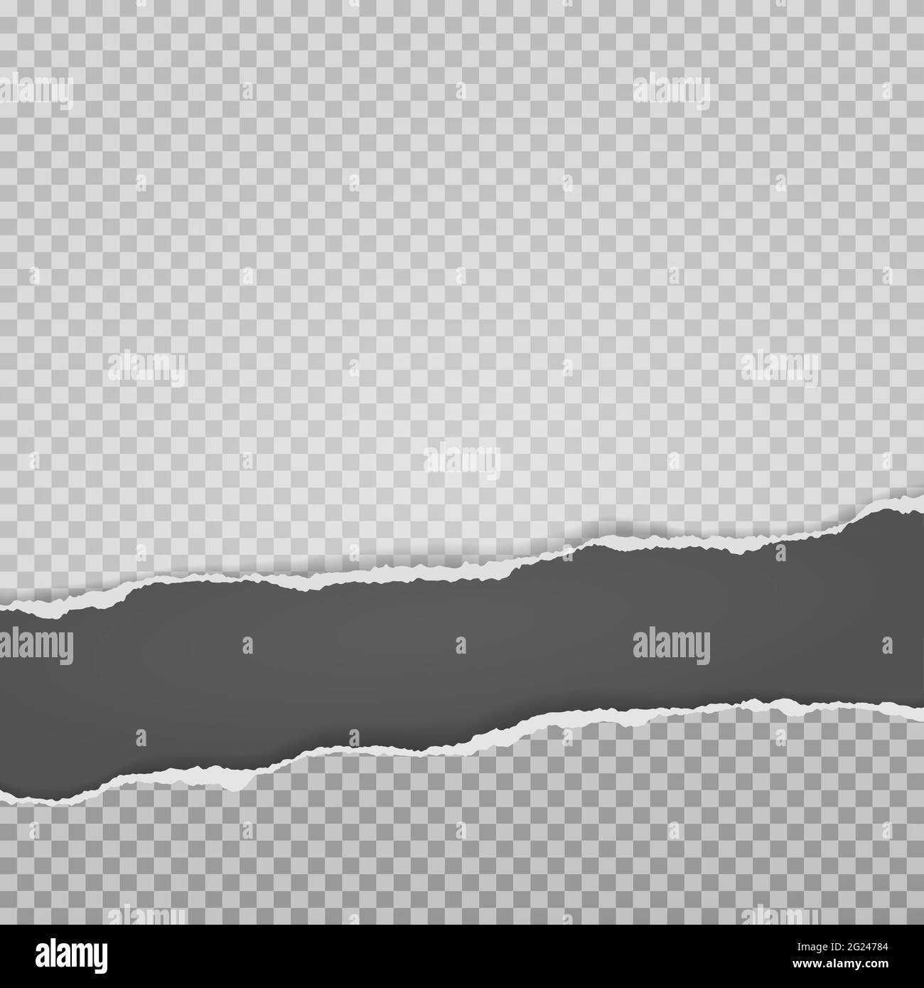 Torn, ripped dark grey paper strips with soft shadow are on squared ...