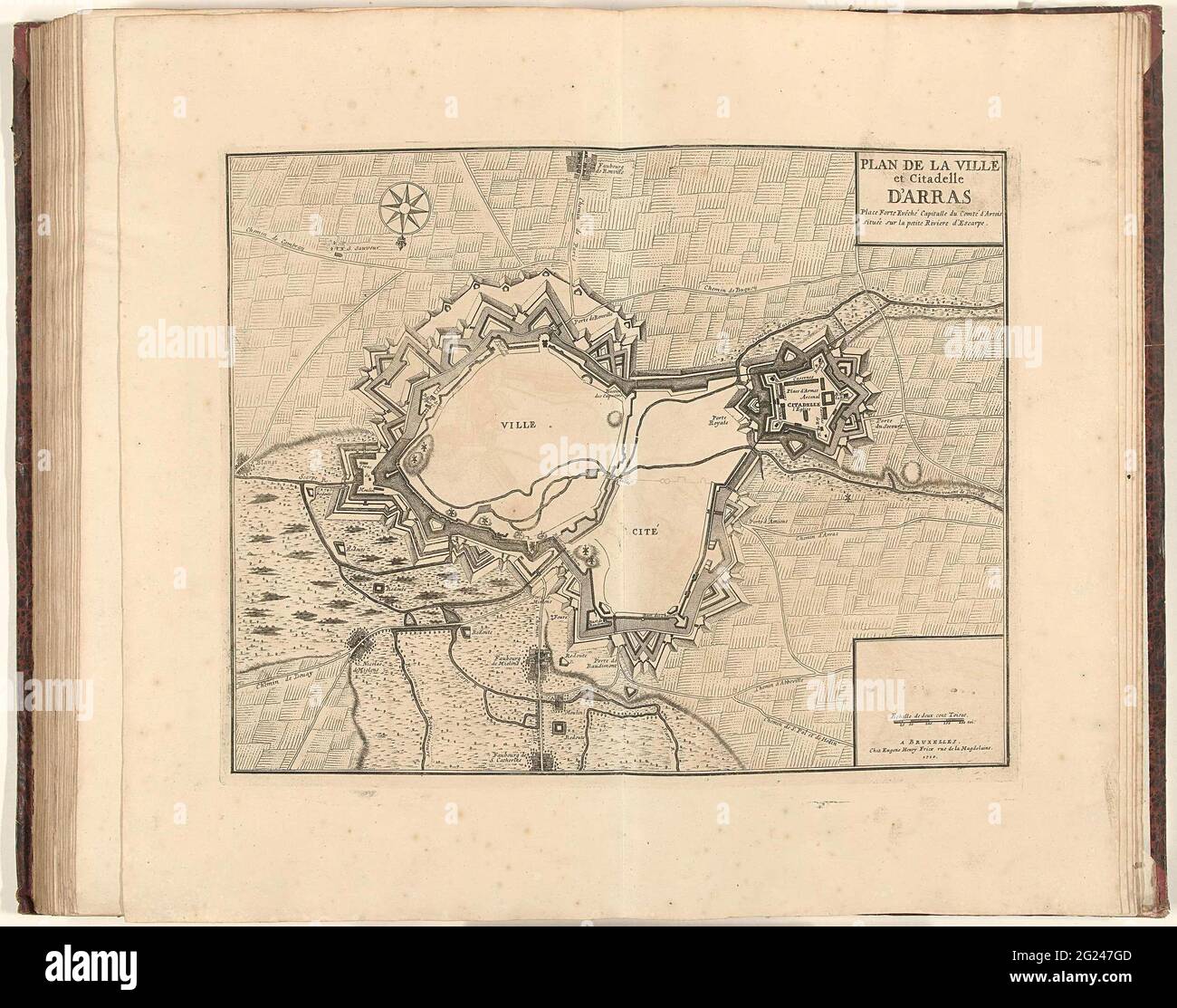Map of Arras, 1710; Plan De La Ville et Citadelle d'Arras. Map of Arras ...