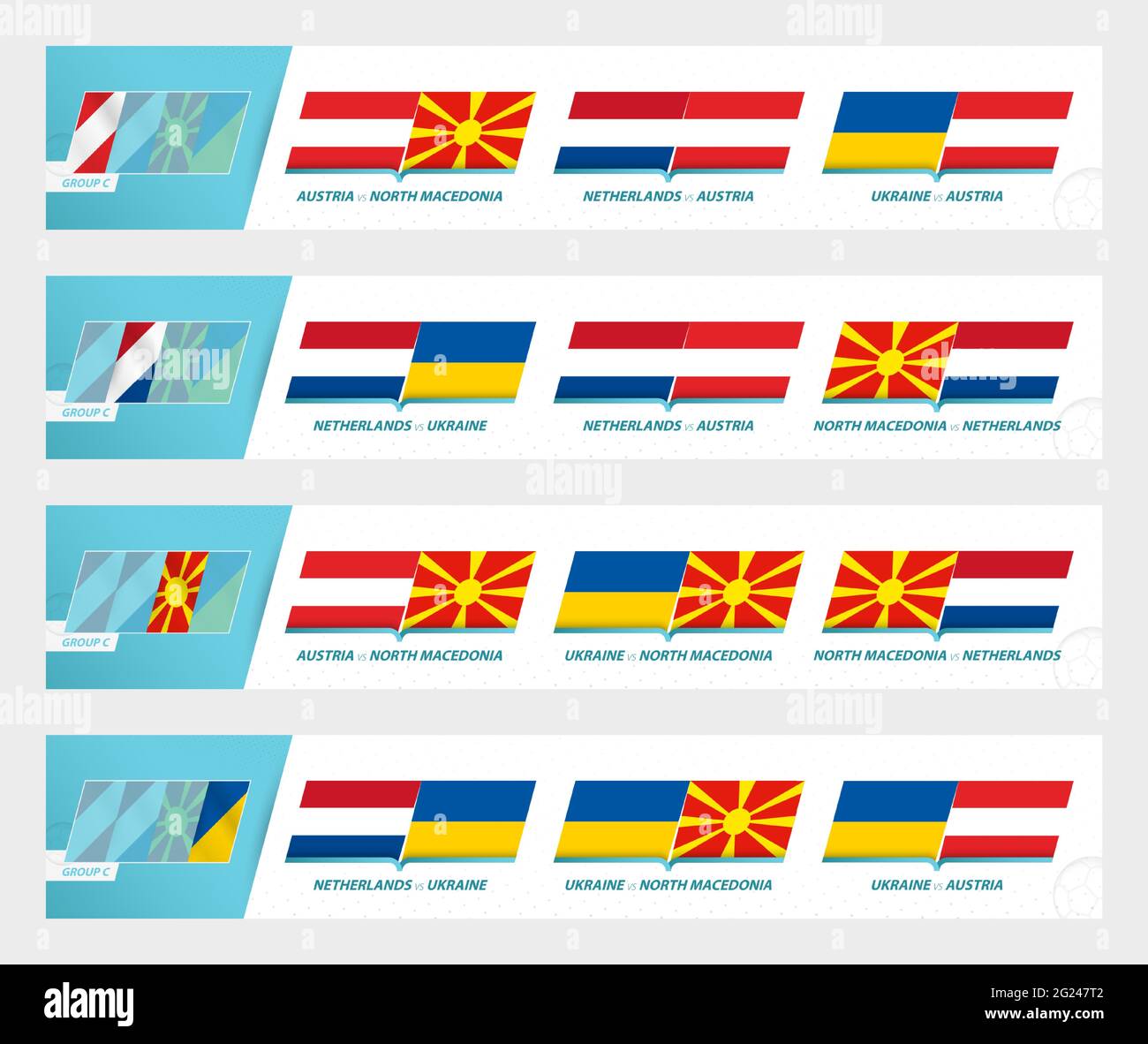 Football team games in group C of football European tournament 2020-21 ...