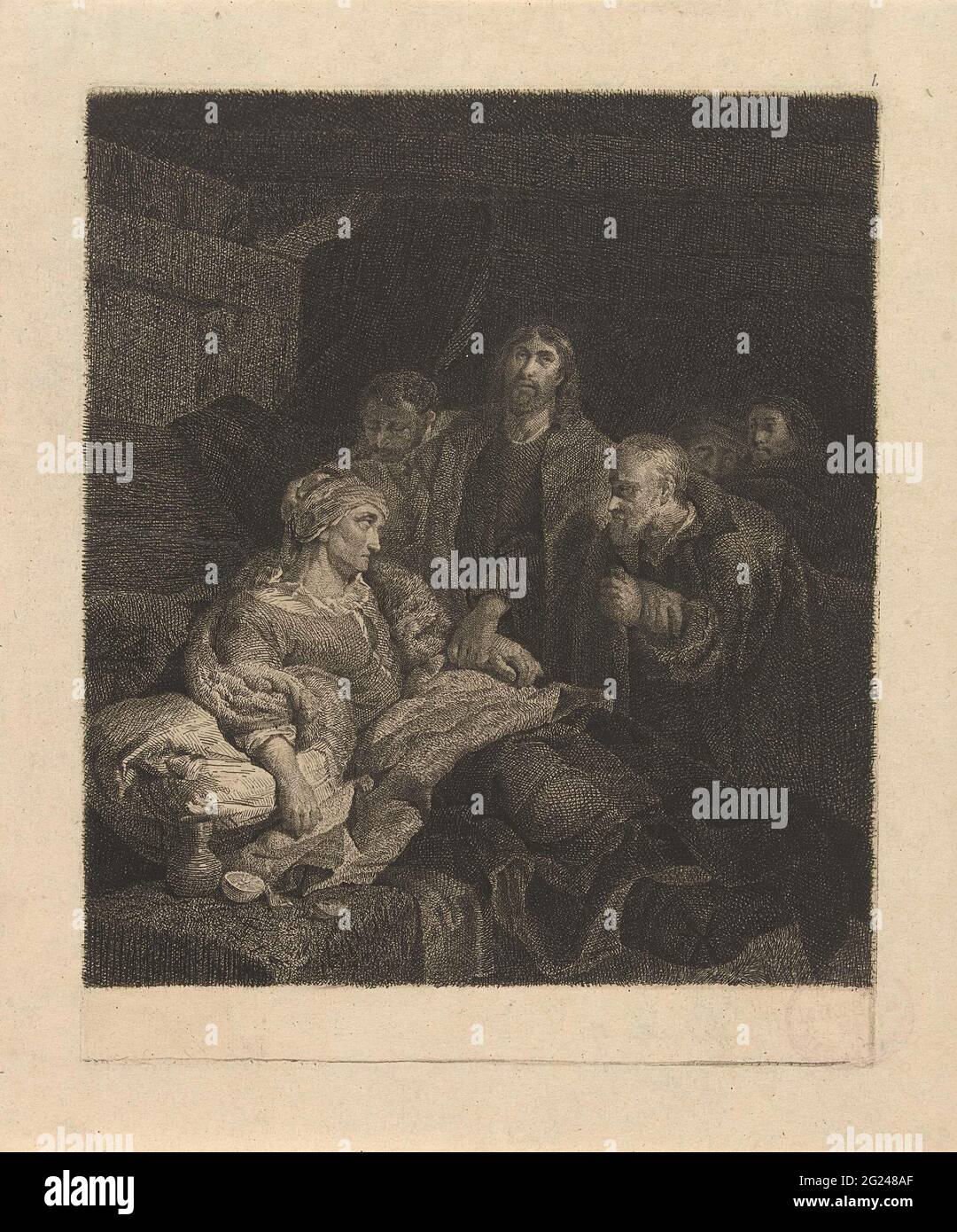 Christ heals Peter's mother-in-law. Christ is on the bed of the sick ...