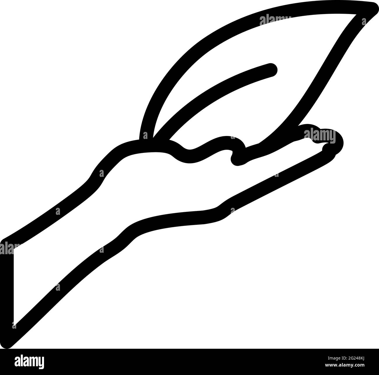 Hand Holding Leaf Icon. Editable Bold Outline Design. Vector ...