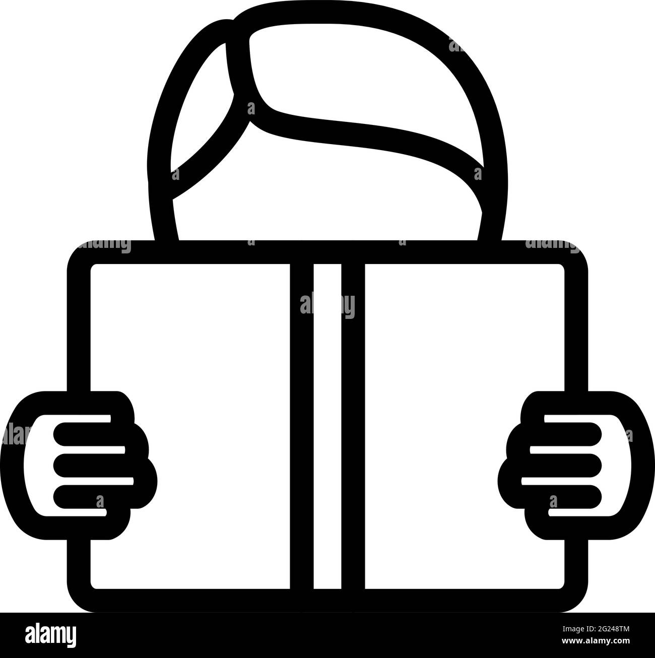 Icon Of Boy Reading Book. Editable Bold Outline Design. Vector ...