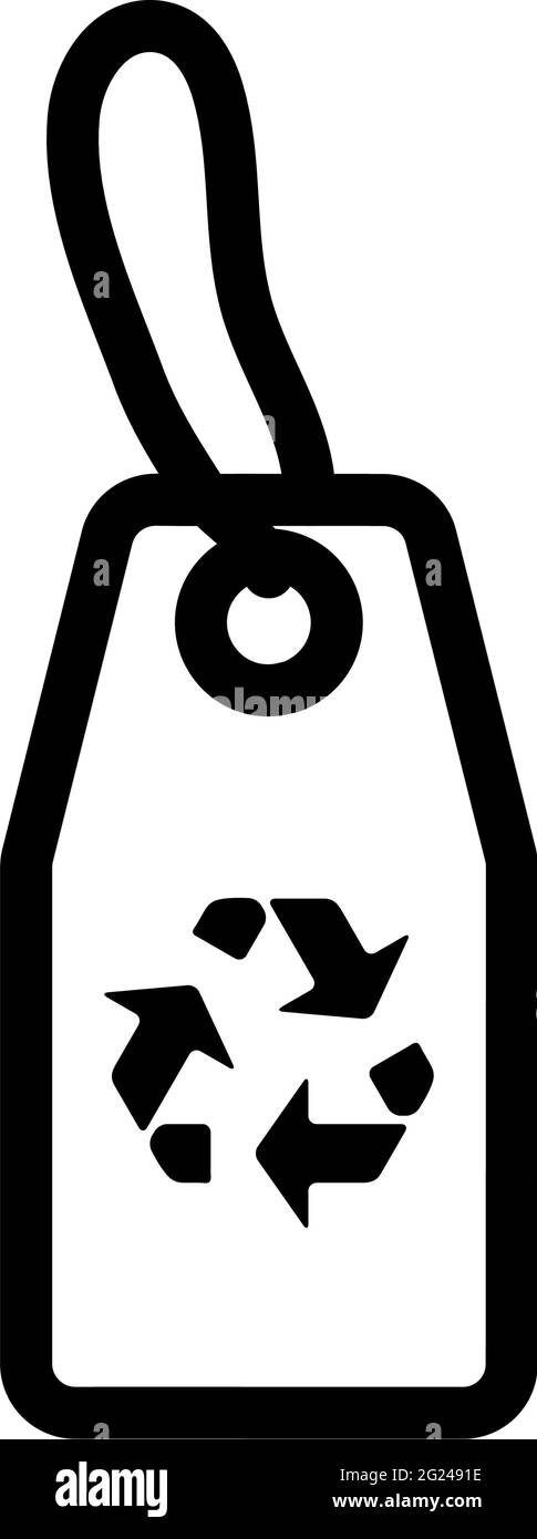 Tag With Recycle Sign Icon. Editable Bold Outline Design. Vector ...