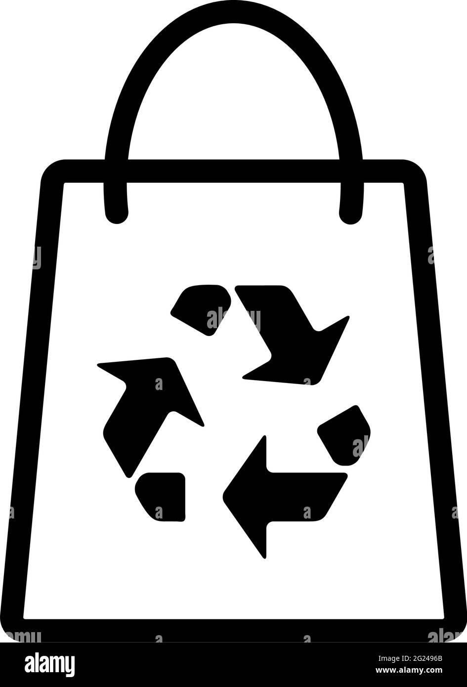 Shopping Bag With Recycle Sign Icon. Editable Bold Outline Design ...
