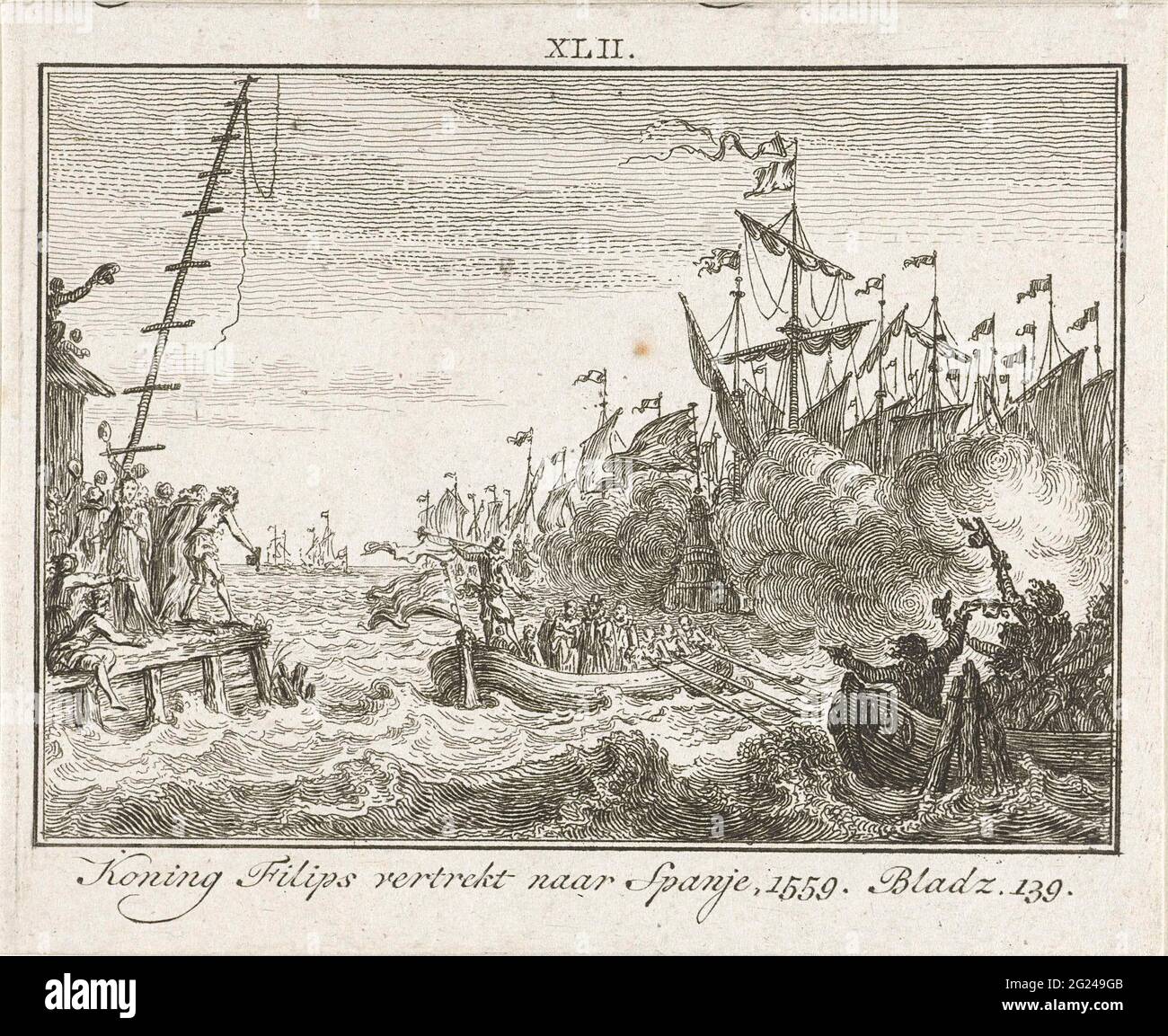 Philip II departs by ship to Spain, 1559; King Philip leaves to Spain ...