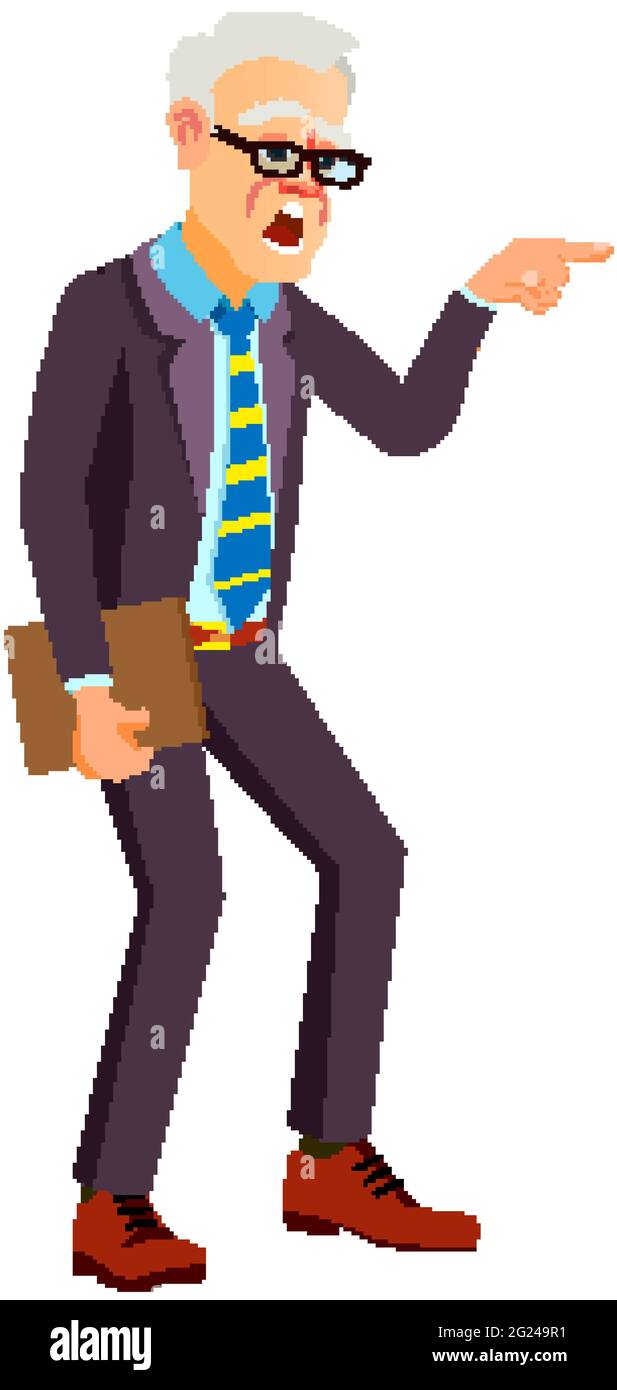 Senior Man School Principal Screaming And Pointing At Pupil Cartoon Vector Stock Vector Image
