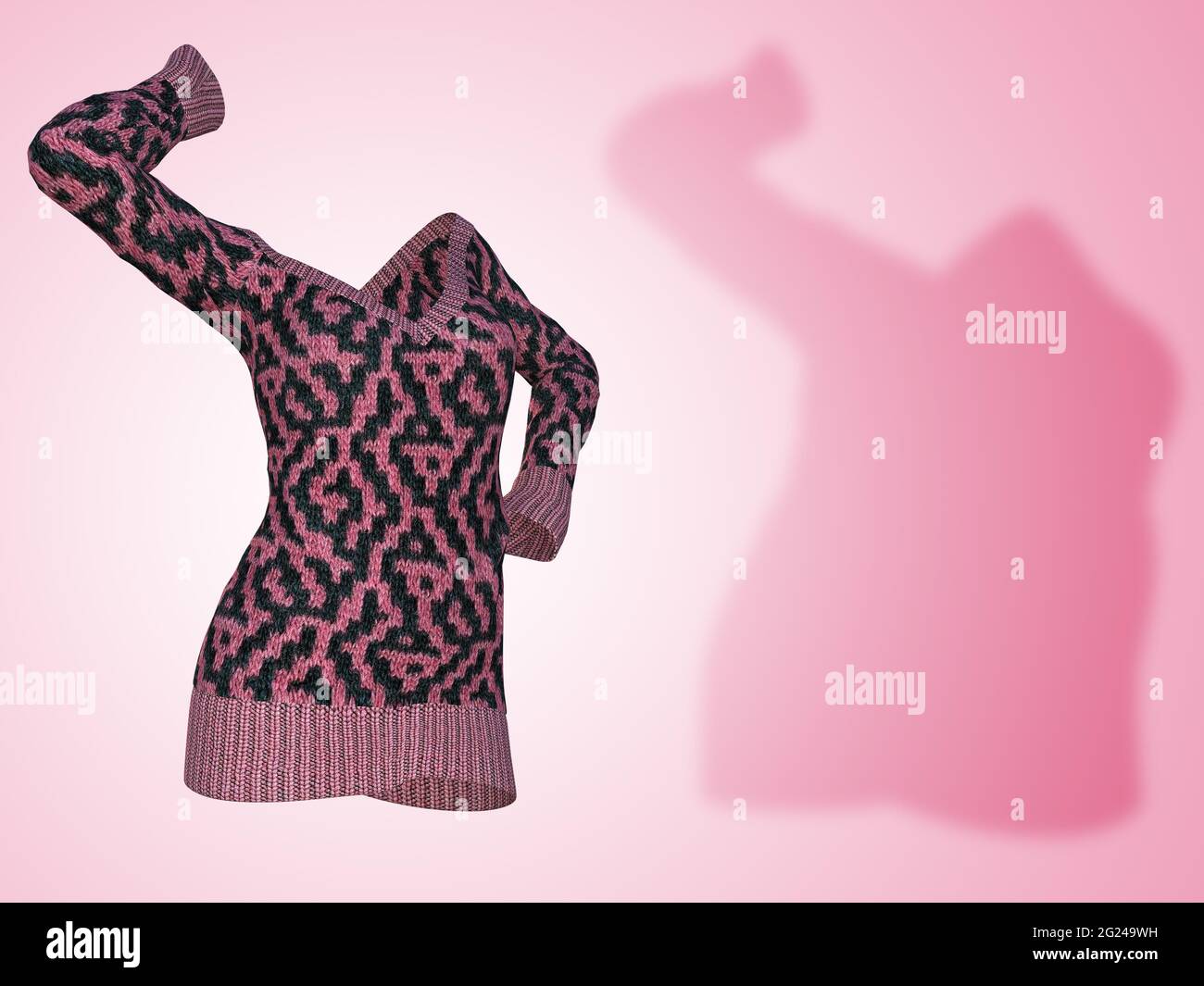 Conceptual fat overweight obese shadow female sweater dress vs slim fit ...