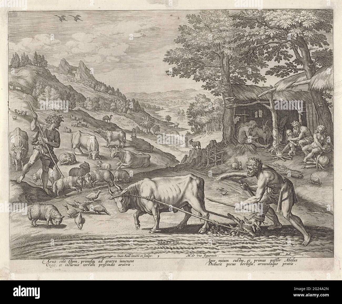 Cain and Abel as a farmer and shepherd; History of the Van Cain family ...